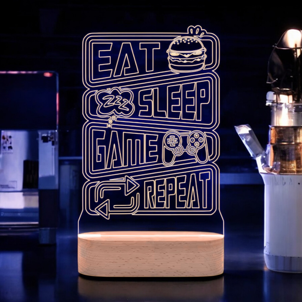 Jual Lampu Hias Lampu Tidur Akrilik LED EAT SLEEP GAME REPEAT Standing ...