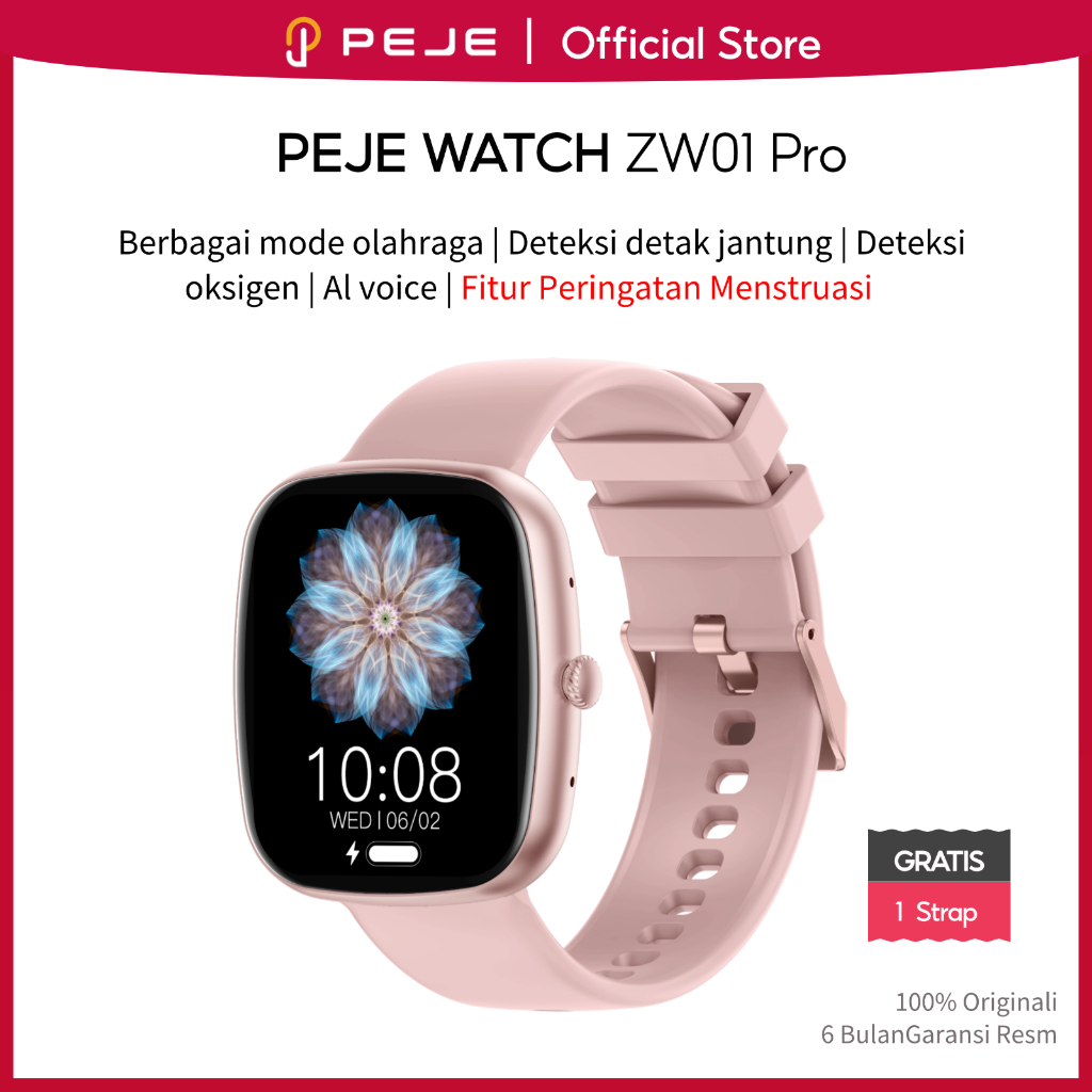Jual PEJE Smartwatch Wanita ZW01 Pro Lightweight Design Bluetooth Call Customizable Wallpaper AI ...