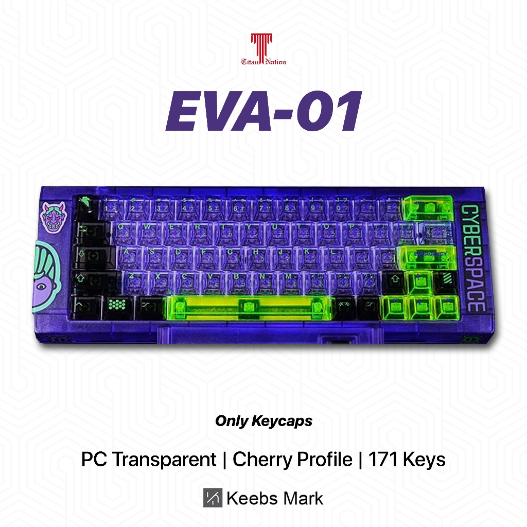 Jual Titan Nation EVA-01 Keycaps Polycarbonate Cherry Profile 171 Keys ...