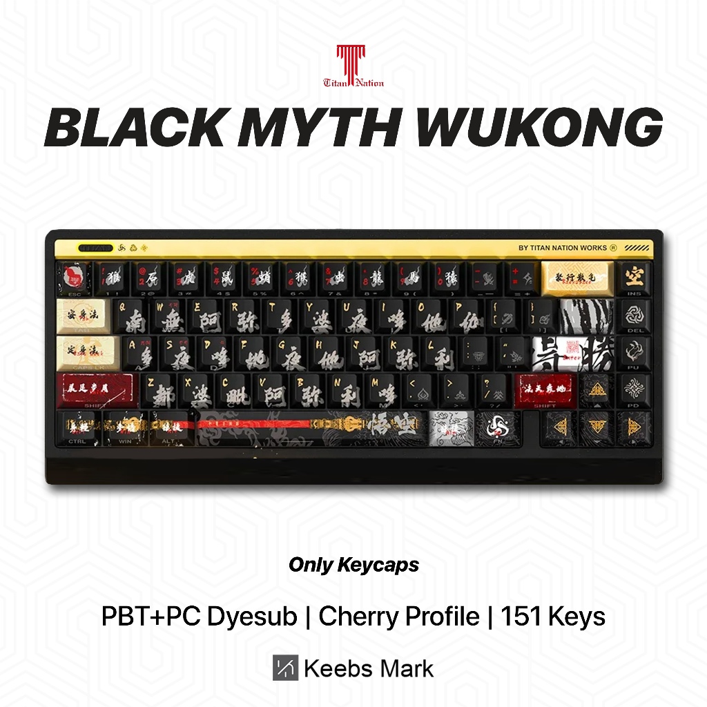 Jual Titan Nation Black Myth Wukong Keycaps PBT Dyesub + PC Cherry ...