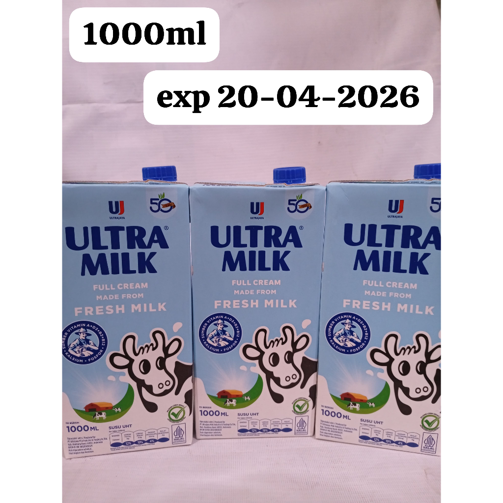 Jual Ultra Milk Susu UHT Full Cream 1000ml Plain 1 Liter | Shopee Indonesia