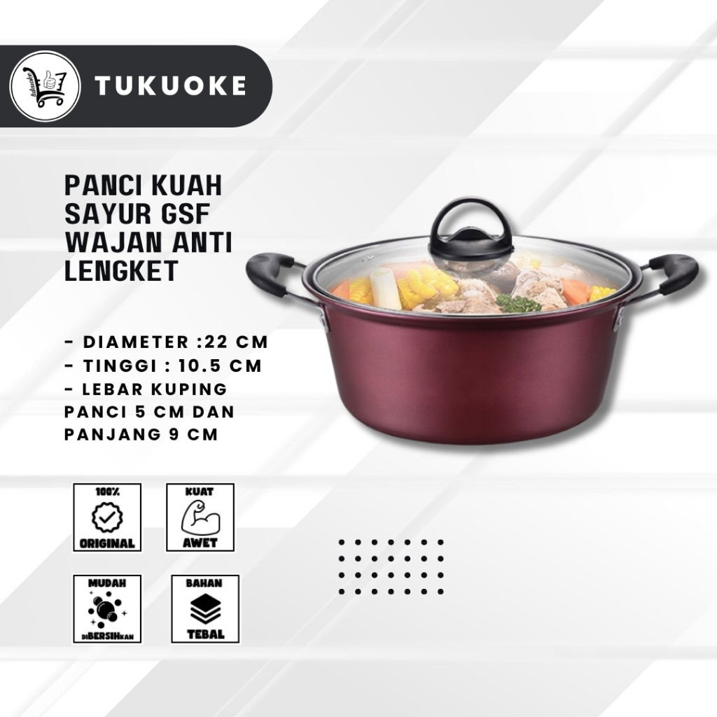 Jual PANCI KUAH SAYUR GSF WAJAN ANTI LENGKET Kuah Enamel Serbaguna 22CM ...
