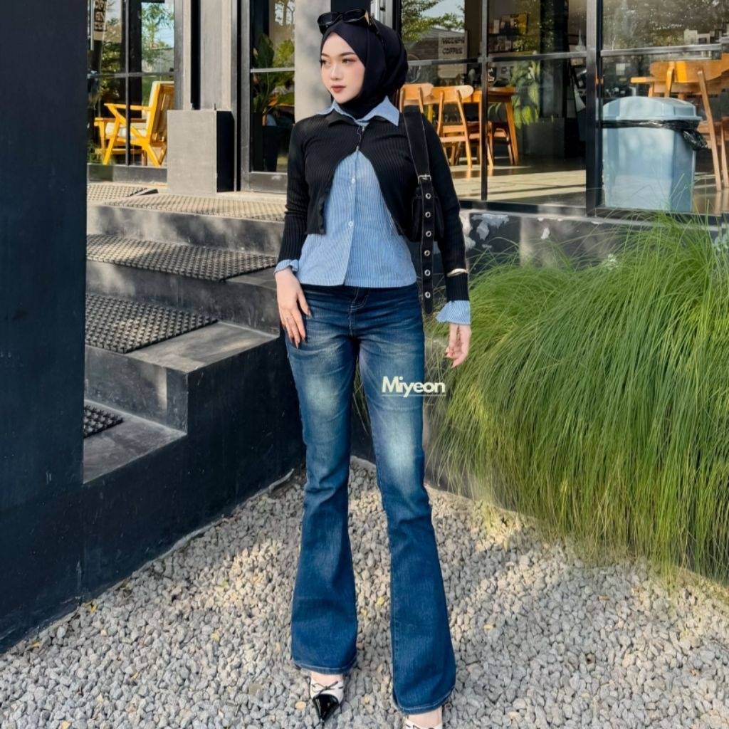 Jual highwaist cutbray jeans retro wisker spray_celana jeans panjang ...