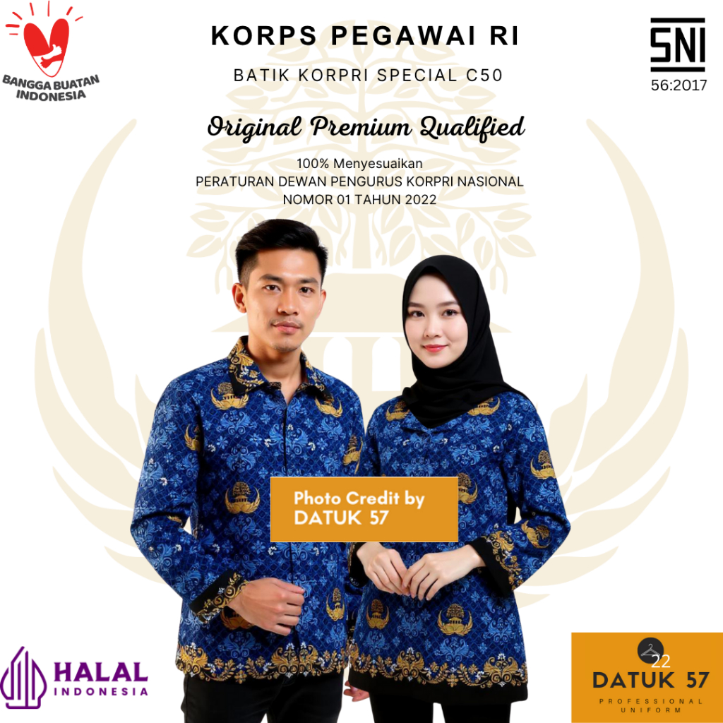Jual Original Premium C50 by Datuk 57 : Seragam Kemeja Atasan Batik Korpri Korps Pegawai Negeri ...