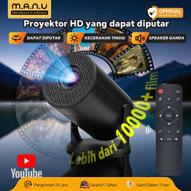 Jual MANU Proyektor Mini HD 1080P Wifi6 Android 180° Rotasi Home ...
