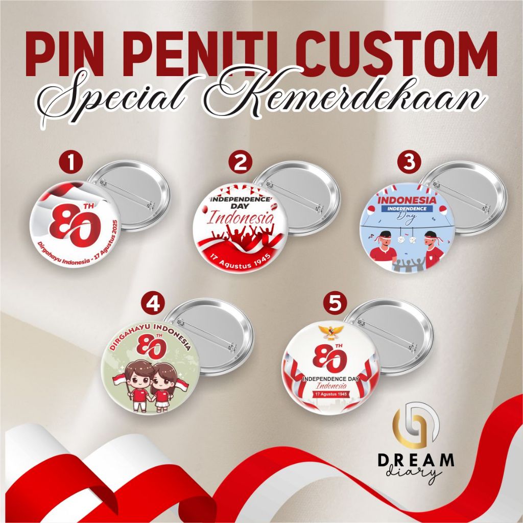 Jual Pin Bros Kemerdekaan 17 Agustus Custom Pin Bros Bulat Peniti ...