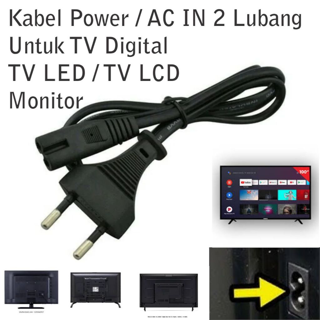 Jual Kabel Power AC Listrik 2 Pin Untuk TV Digital Samsung SmartTV ...
