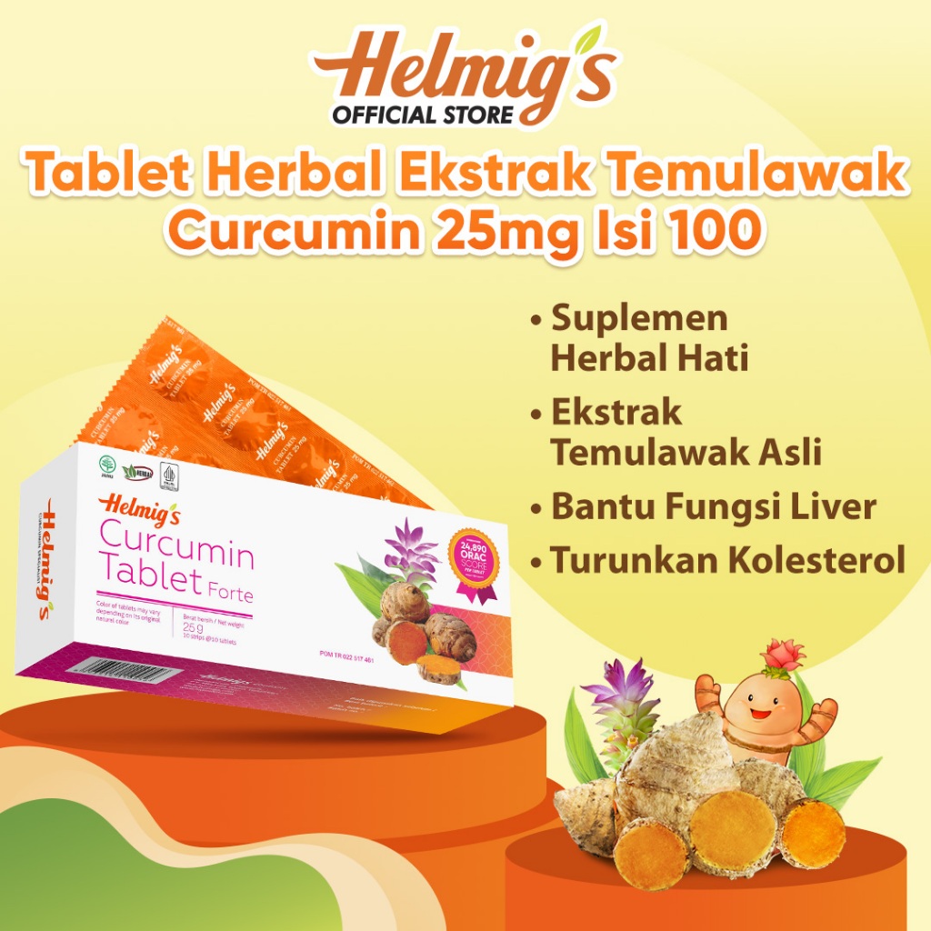 Jual Helmig's Curcumin Tablet 25mg Isi 100 Tablet | Shopee Indonesia