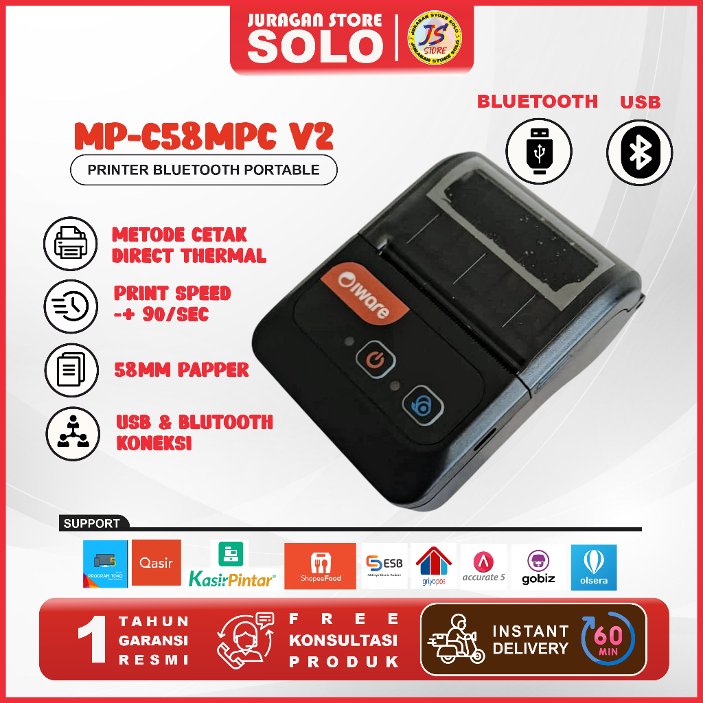 Jual Printer Thermal Mobile Bluetooth RPP02N New Printer Kasir Portable ...