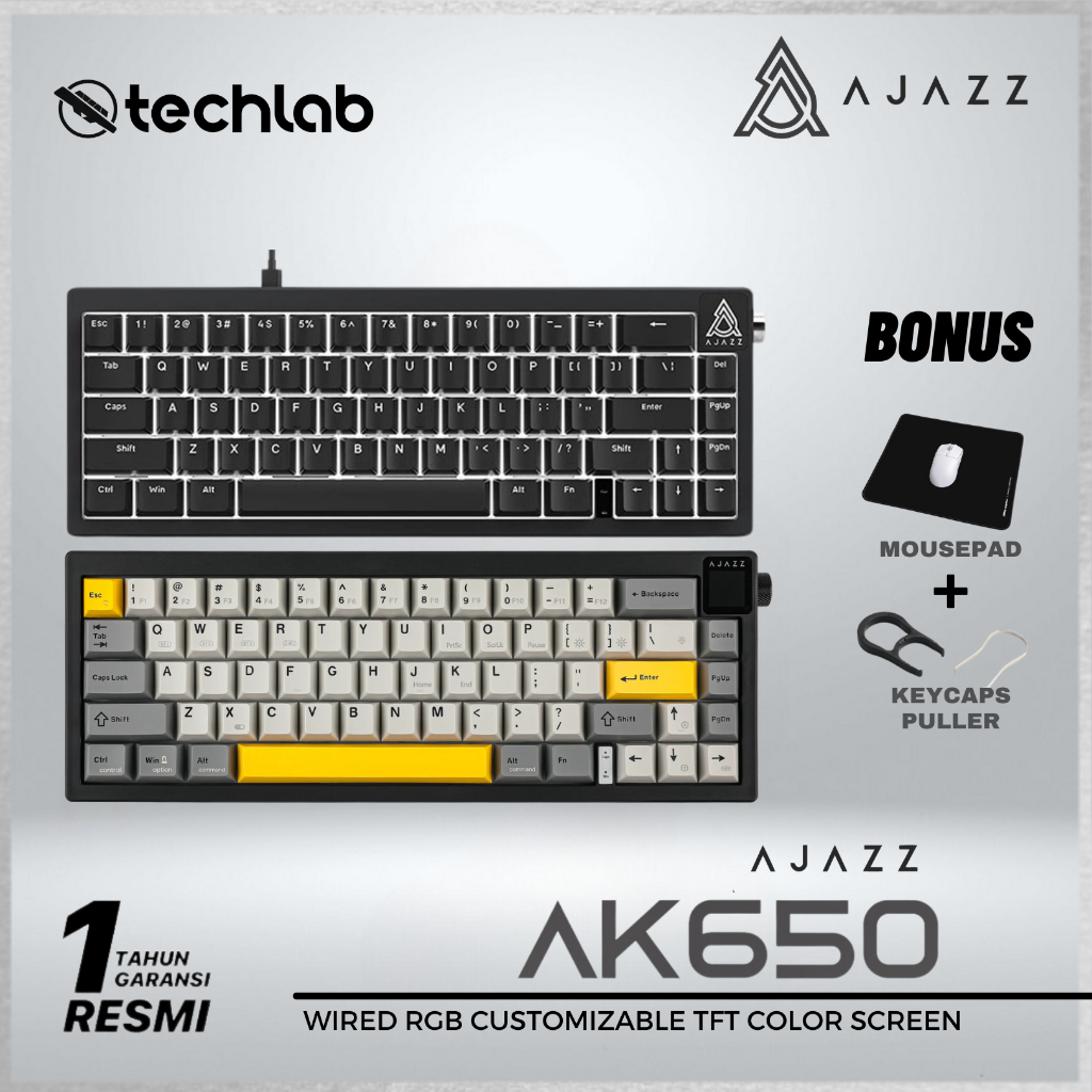 Jual Ajazz AK650 / AK-650 Gasket Mount Keyboard Wired RGB 65% Layout ...