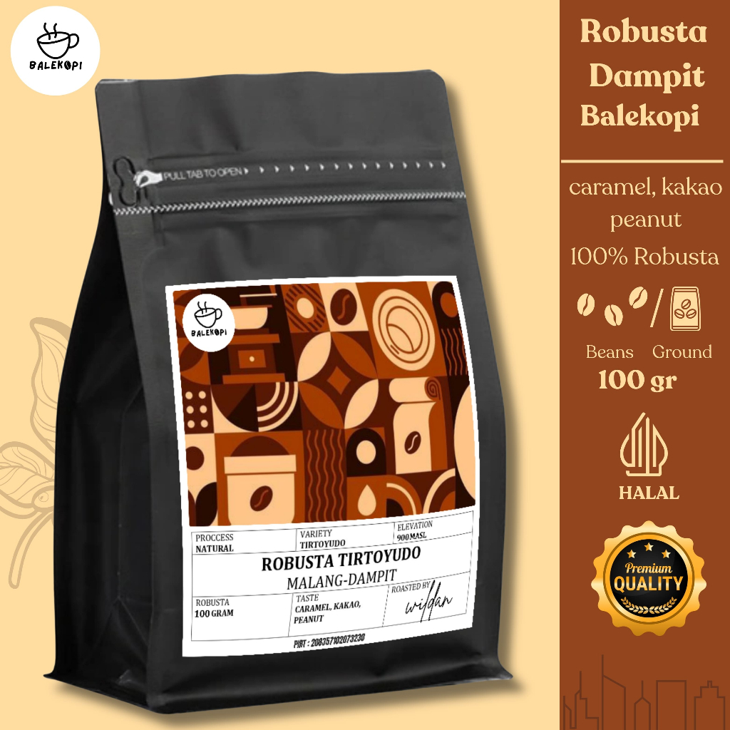 Jual Balekopi Kopi Bubuk Robusta Dampit 100 Gram / Kopi Robusta ...