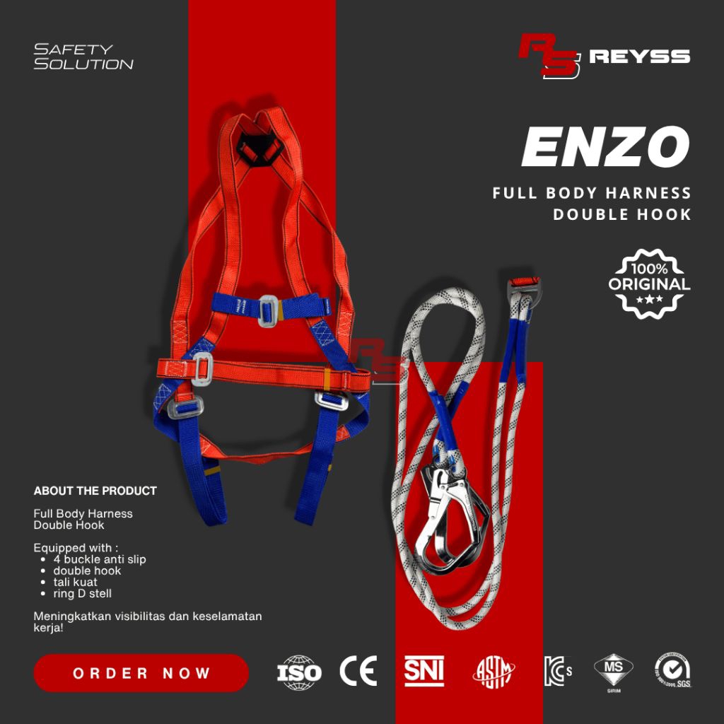 Jual Full Body Harness Double Big Hook ENZO | Shopee Indonesia