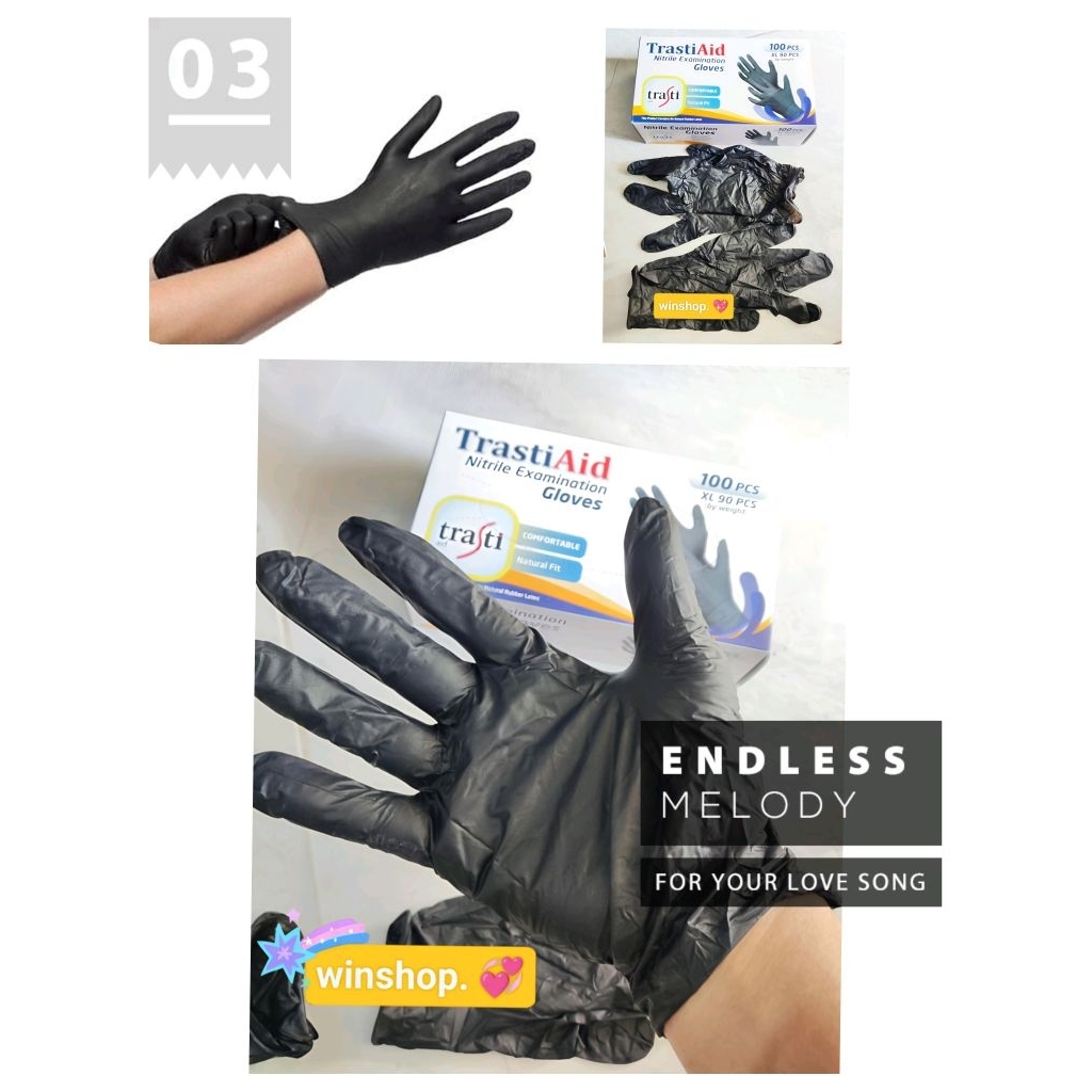 Jual SARUNG TANGAN TRASTI NITRILE BLACK POWDER FREE (Food Grade) 50s ...