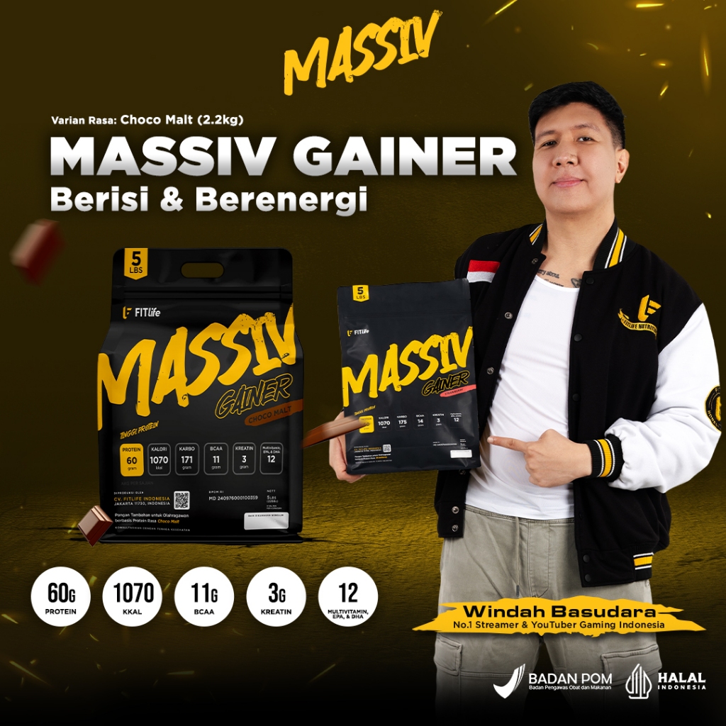 Jual Fitlife Massiv Gainer 5 lbs 2,26 kg Susu Tinggi Kalori & Protein ...