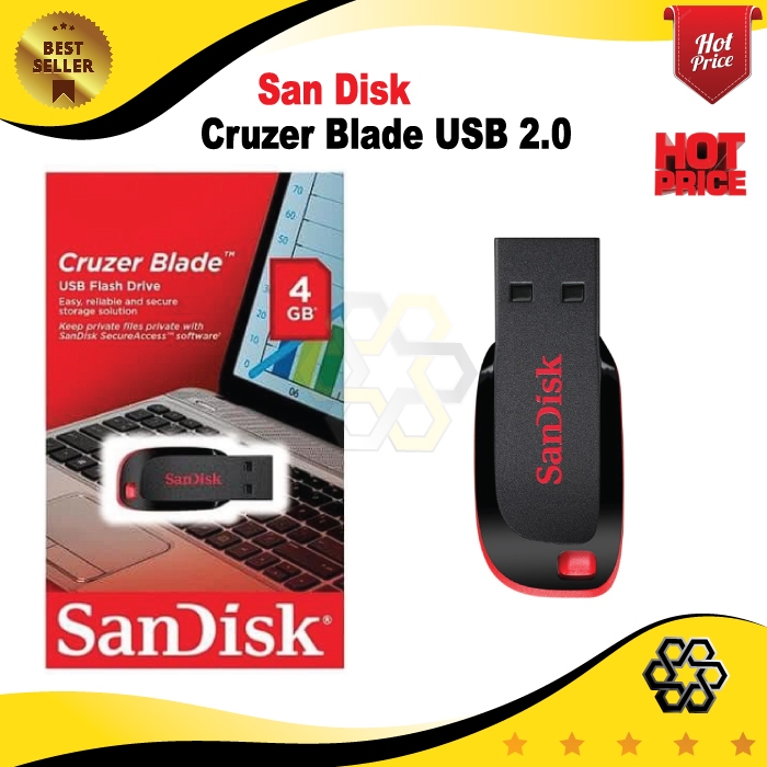 Jual Flashdisk 4GB - San Disk USB 4GB - USB 2.0 Cruzer Blade Original ...