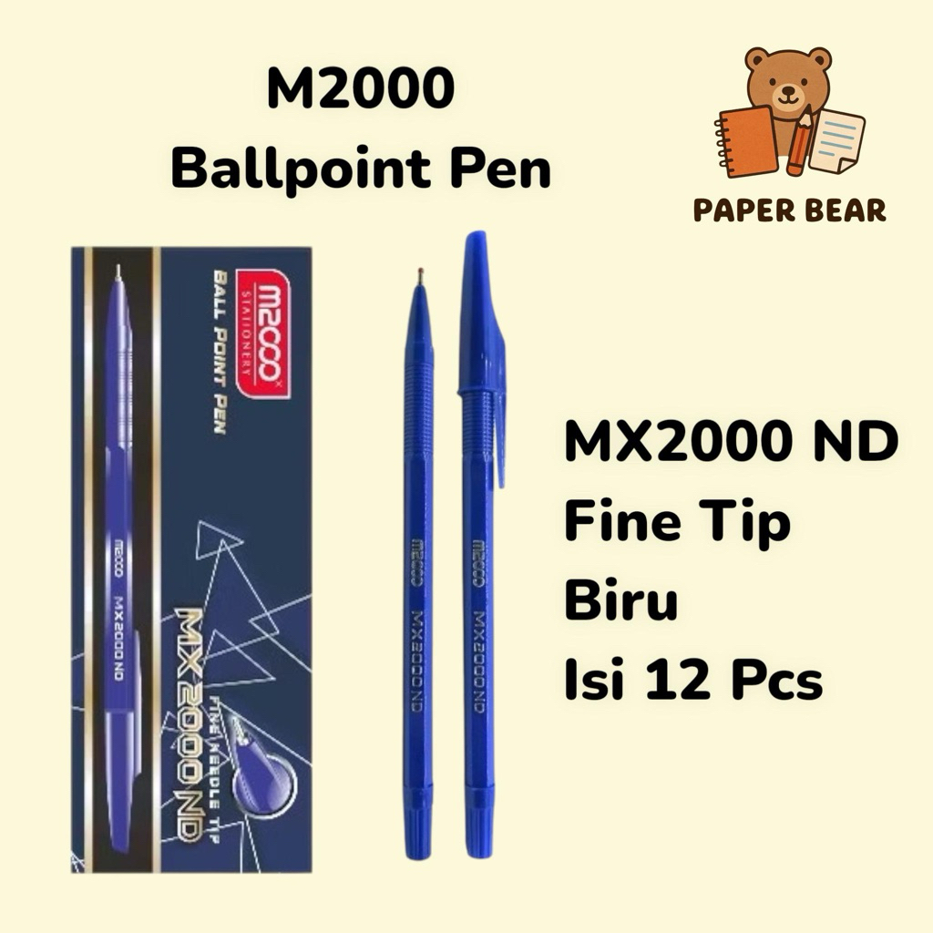 Jual Pulpen M2000 MX2000 ND Bolpen 1 Box Ballpoint Biru 12 Pcs Fine Tip ...