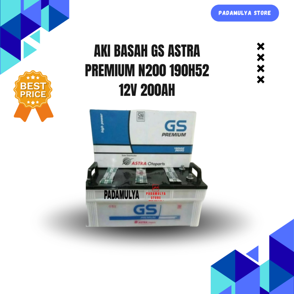 Jual Aki Basah GS Astra Premium N200 190H52 12V 200Ah Battery Genset Kapal Truck Solar Panel ...