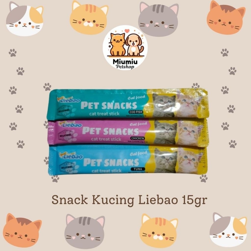Jual Liebao Snack Kucing 1pc Cemilan Lezat Creamy Treats Meo Bio 15gr ...