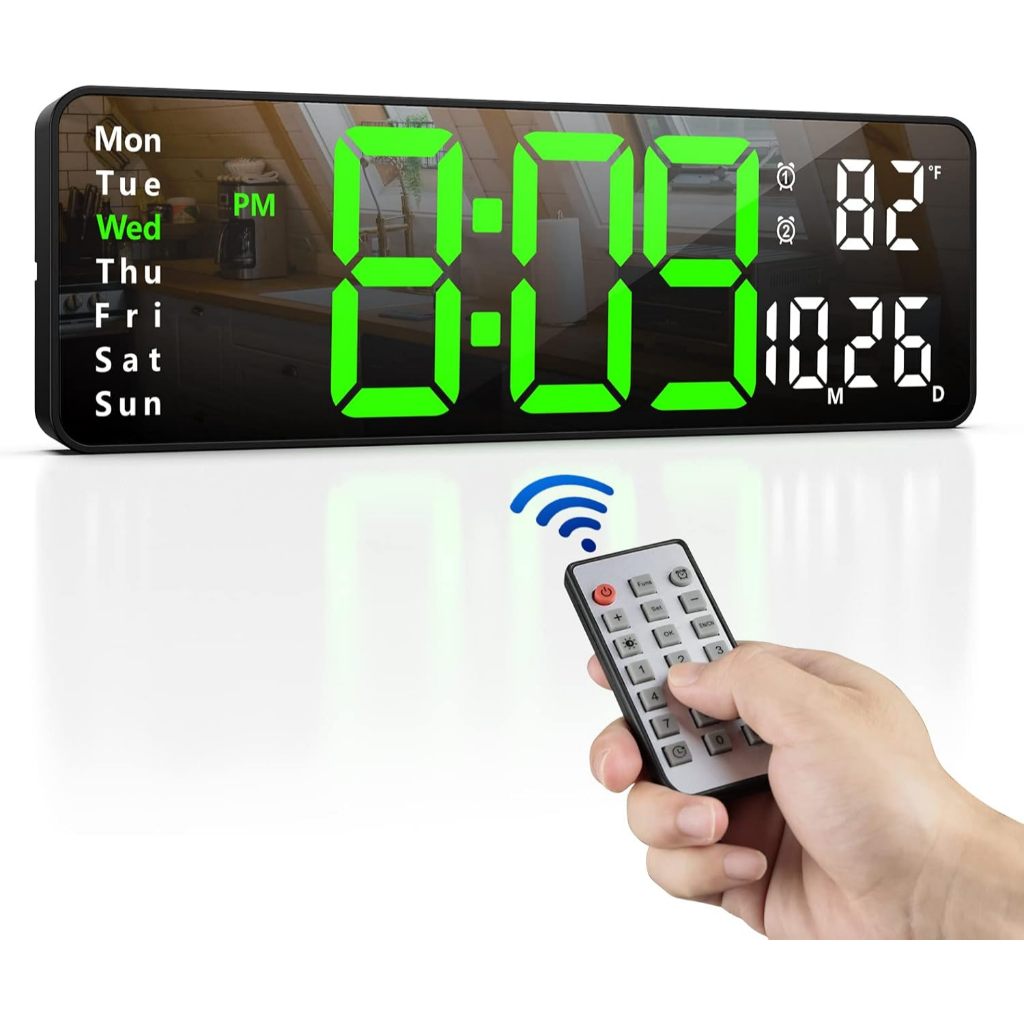 Jual 13" Jam Dinding Digital dengan Remote Control, Tampilan Besar Plug ...