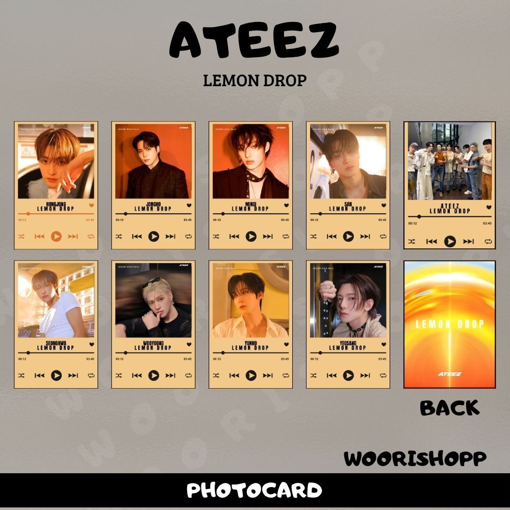 Jual PHOTOCARD ATEEZ LEMON DROP 2SISI 9 PCS KPOP UNOFFICIAL HONGJOONG ...