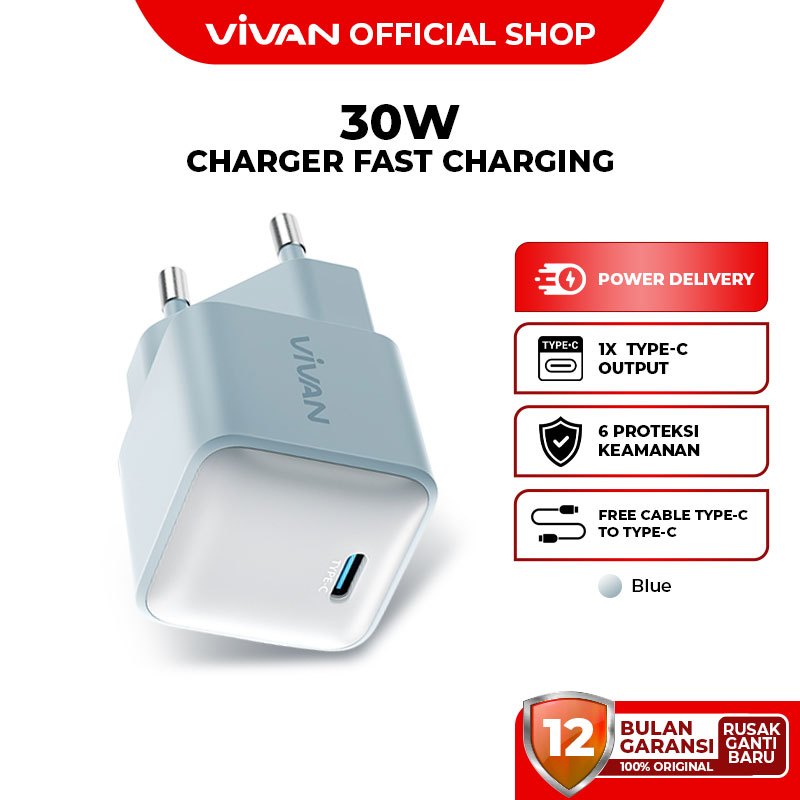 Jual VIVAN Super Mini Charger Power Ice 30 Fast charging 30W 3A Type C PD QC 3.0 Garansi 1 Tahun ...