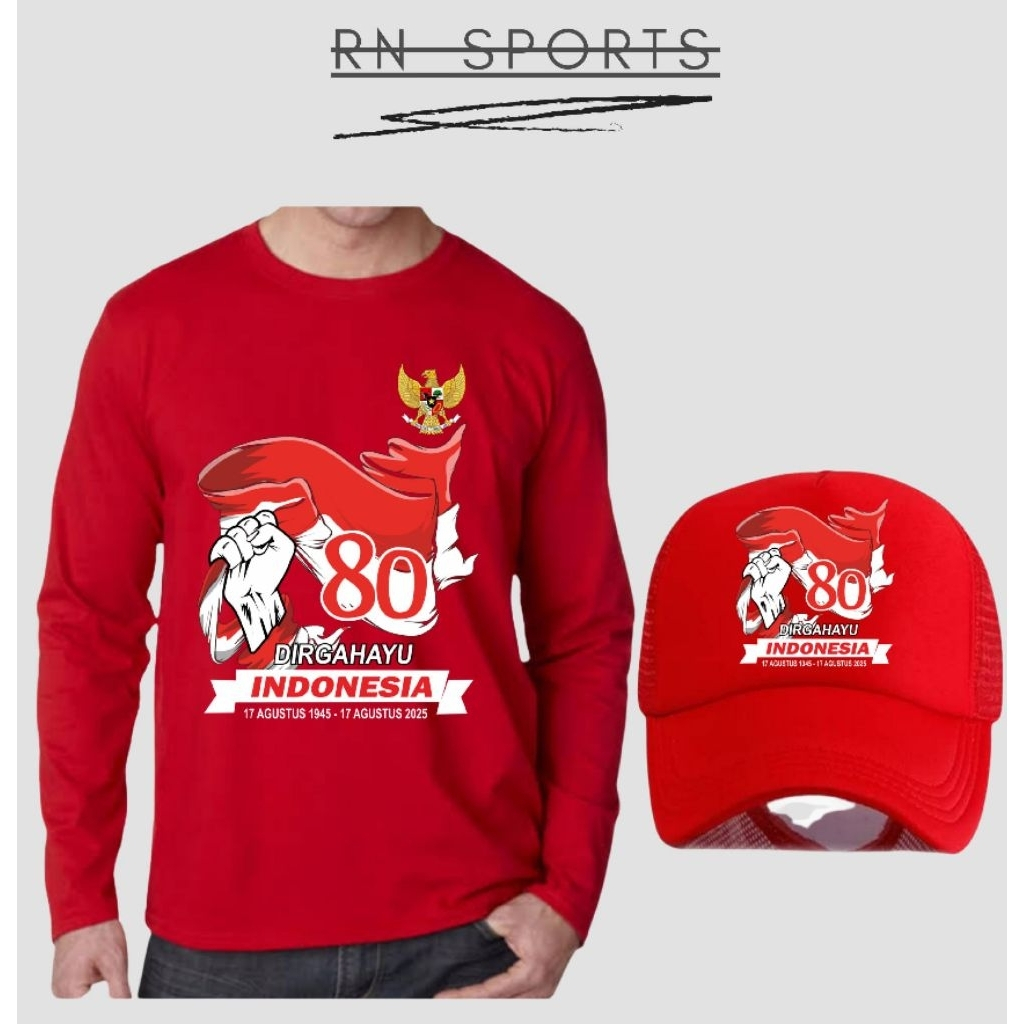 Jual Kaos Kemerdekaan Merah Putih 2025 Bju Edisi Dirgahayu Ke80 Cowok Garuda Pendek 1945 Kaos ...