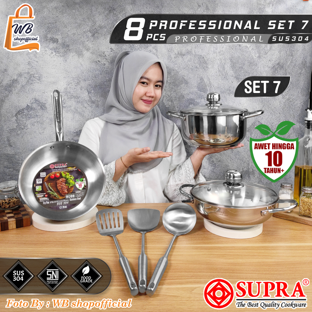Jual SUPRA New 8pcs panci set professional series stainless SUS304 ...