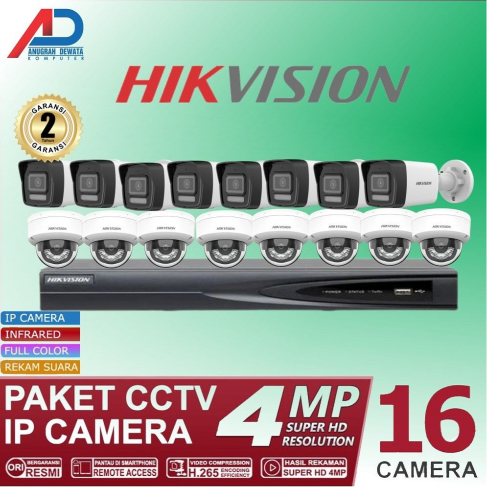Jual PAKET CCTV IP CAMERA HIKVISION 4MP AUDIO 16 CAMERA FULL SET ...