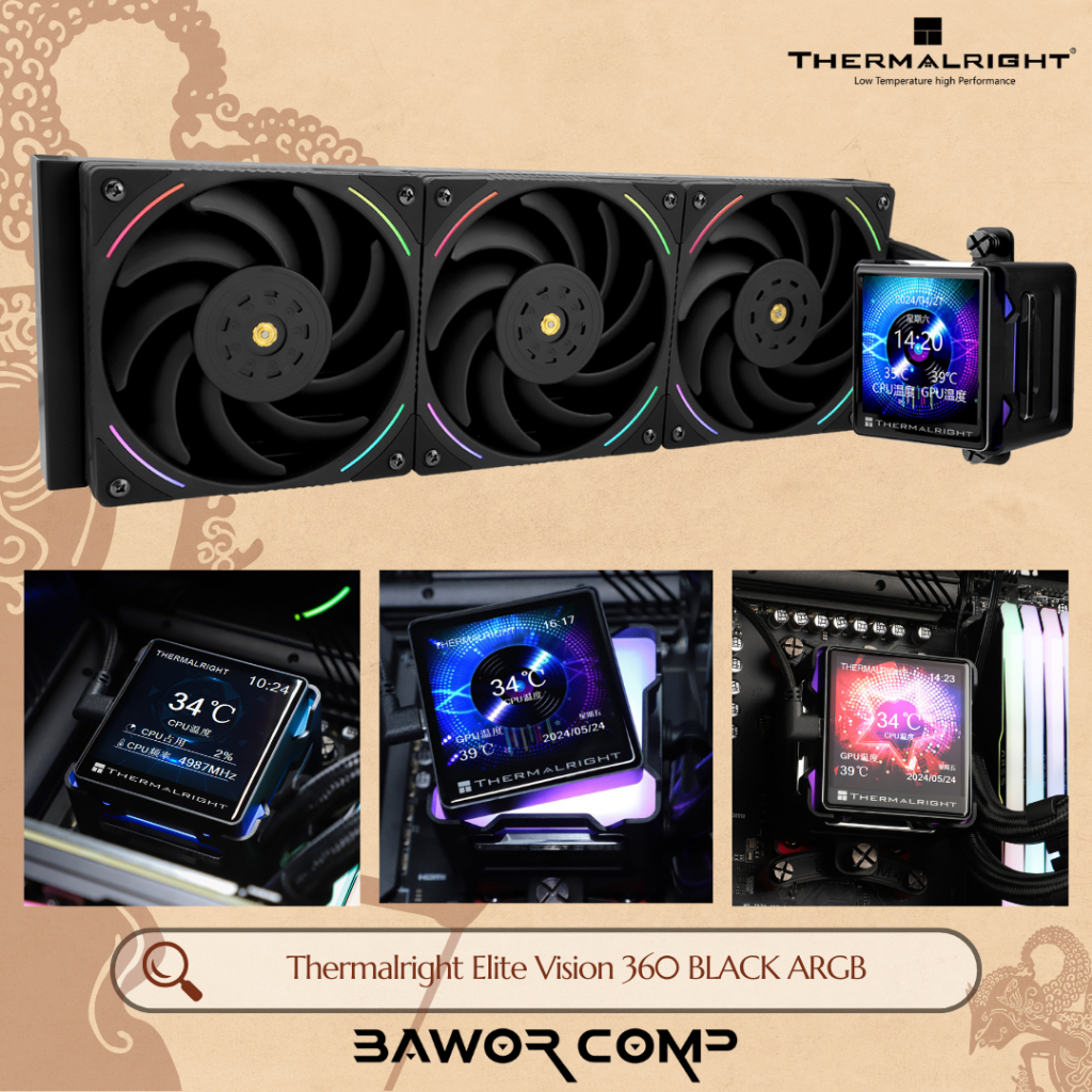 Jual Thermalright Elite Vision 360 Black ARGB w/ LCD Display 360mm ...