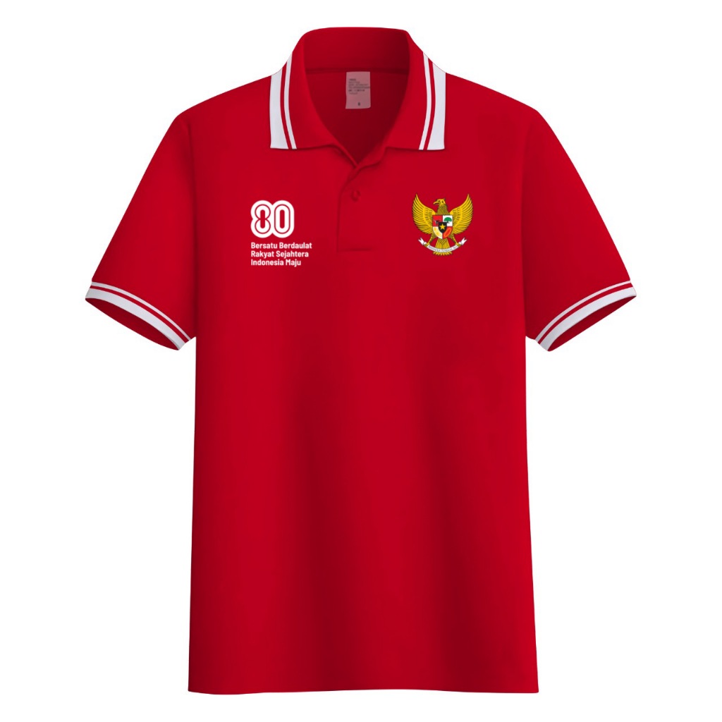 Jual Kaos Polo Merah Logo Baru HUT RI 80 Garuda Indonesia Seragam ...