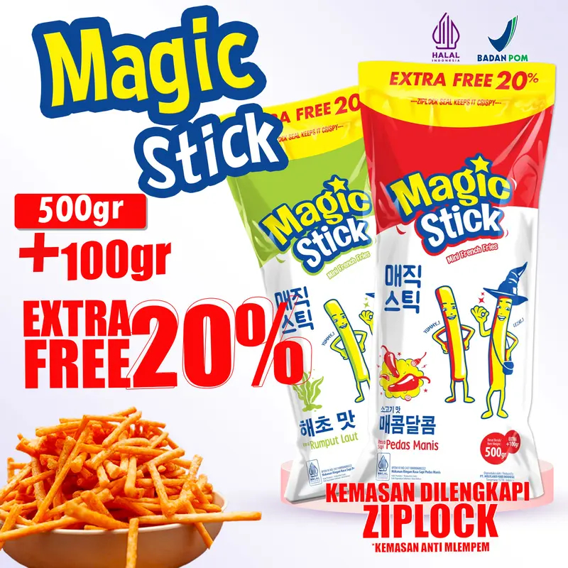 Jual NEW!! KIKOYA MAGIC STICK 500+100g EXTRAFREE 20% Total 600gram snack French friessnack aneka ...
