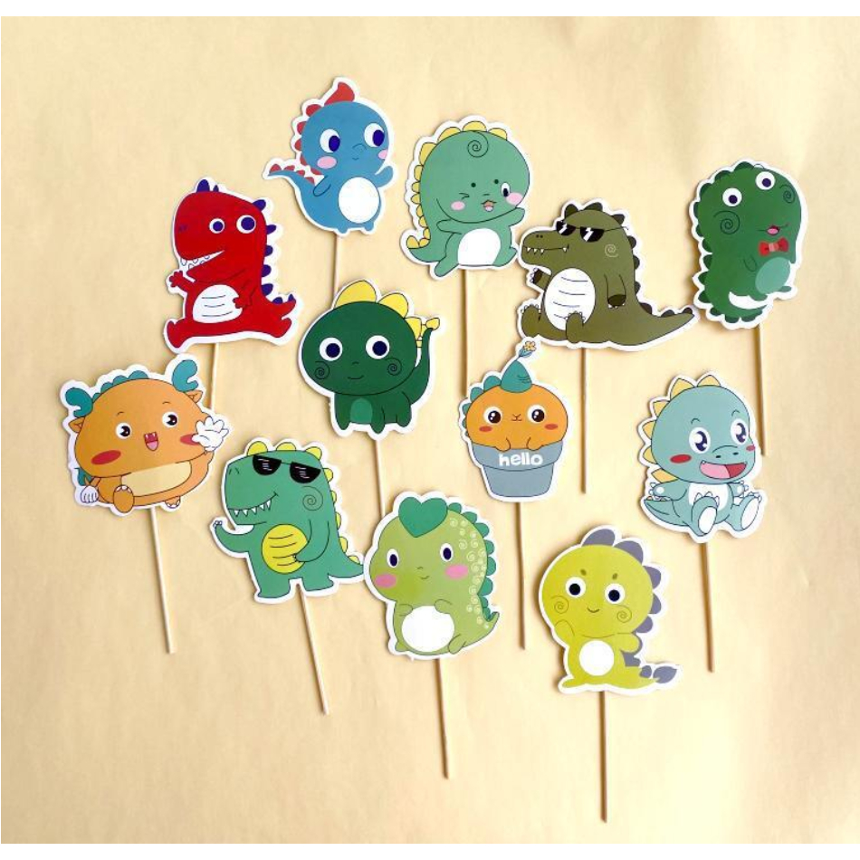 Jual Topper Kue Kertas 12 pcs Dinosaurus Hewan Dino Binatang / Cake ...