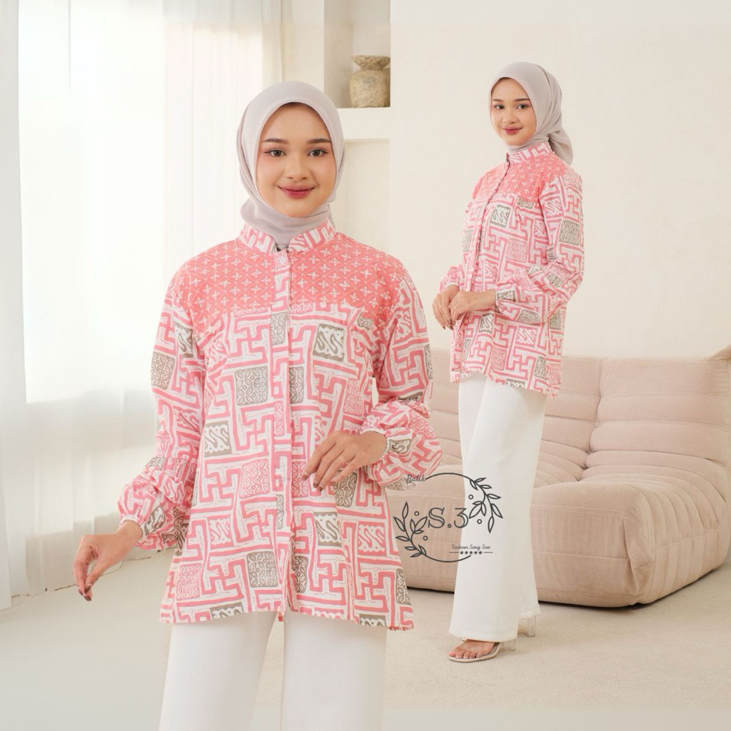 Jual Revany ID - Blouse Abiza Series Blouse Batik Kerja Wanita | Shopee Indonesia