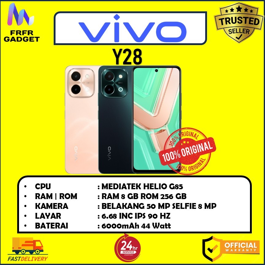 Jual VIVO Y28 RAM 8GB ROM 256GB MEDIATEK HELIO G85 50 MP CAMERA 8 MP SELFIE CAMERA 6000 mAh 45 ...
