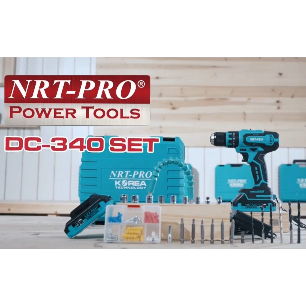 Jual mesin bor cordless NRT Pro DC340 set NEW SINGLE LOCK hand chuck ...