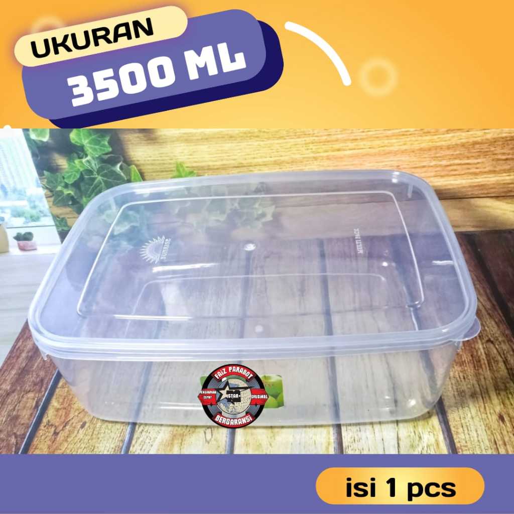 Jual ( isi 1 pcs ) Food Box 3500ml Plastik / Kotak Makan 3500 ml ...