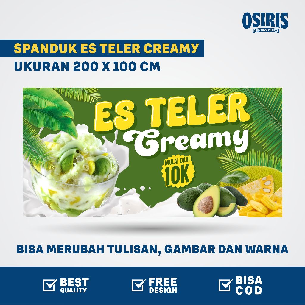 Jual CETAK SPANDUK/BANNER ES TELER CREAMY - UKURAN 200 X 100 CM ...