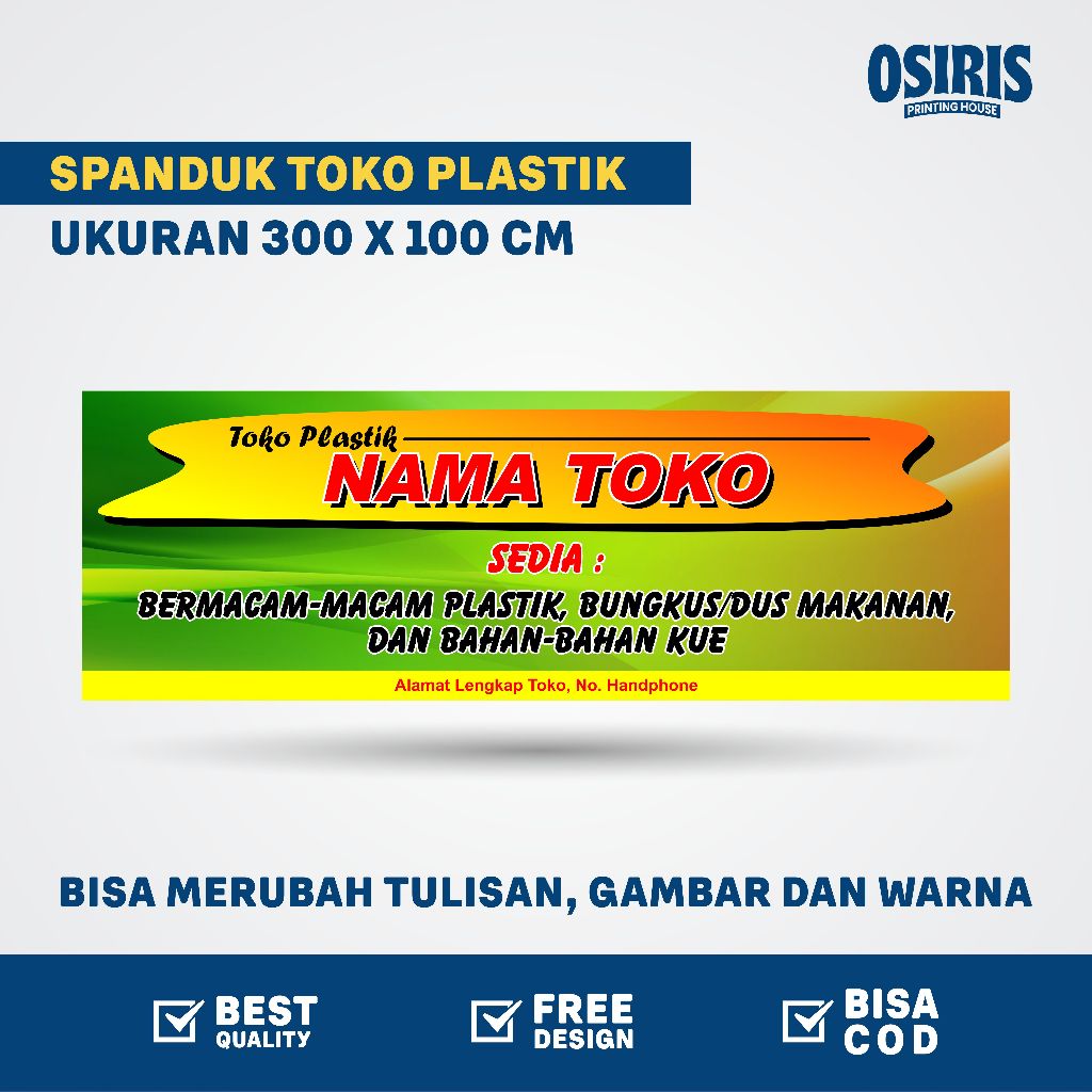 Jual CETAK SPANDUK/BANNER TOKO PLASTIK - UKURAN 300 X 100 CM | Shopee ...