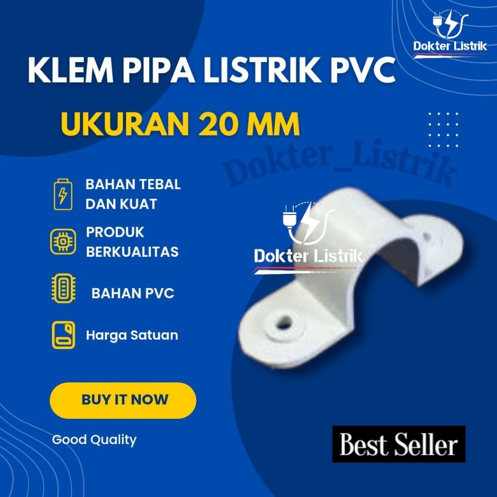Jual Klem Pipa PVC Conduit klem pipa Listrik Putih 20mm PREMIUM ...