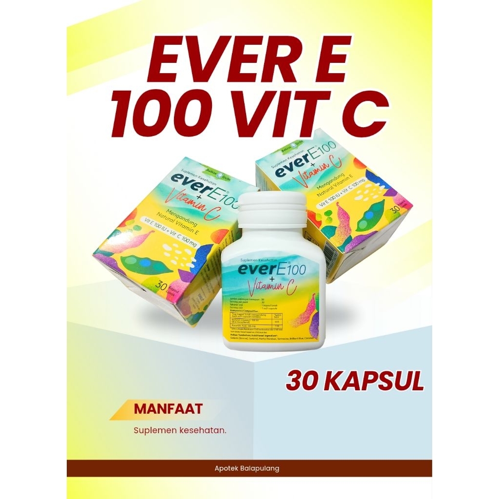 Jual Ever E + vitamin C 100mg 30kapsul | perbotol | Shopee Indonesia