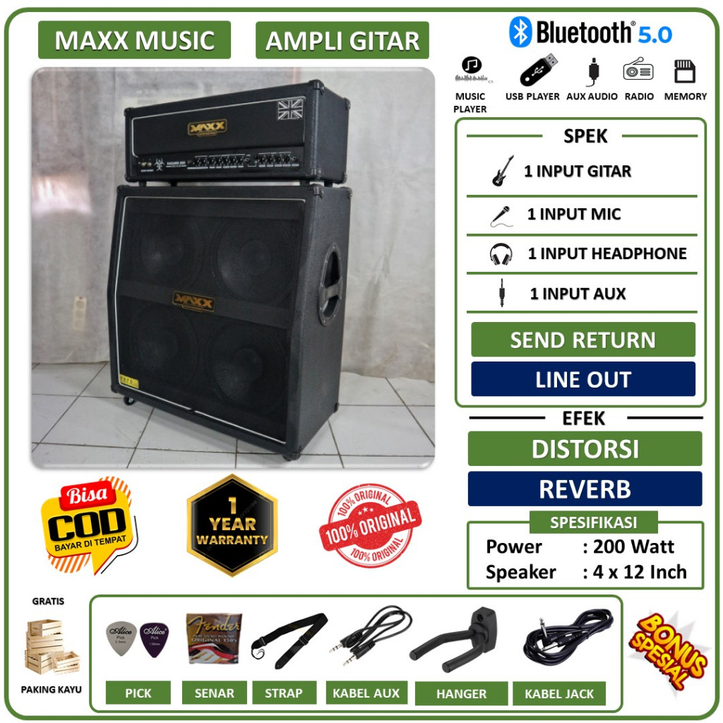 Jual Ampli Gitar & Bass Bluetooth Original bisa untuk karaoke 4x12 Inch ...