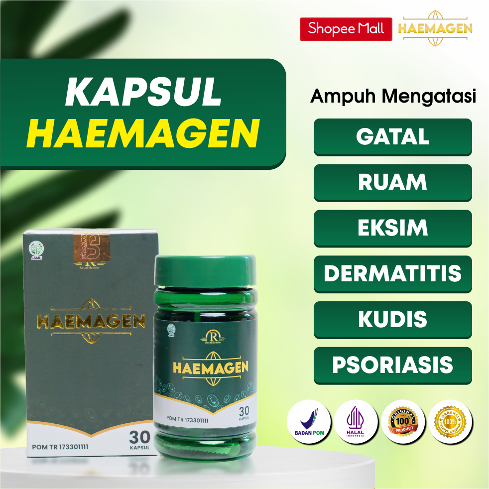 Jual HAEMAGEN - ® 30 KAPSUL HERBAL BEBAS JERAWAT ALERGI EKSIM RUAM DAN ...