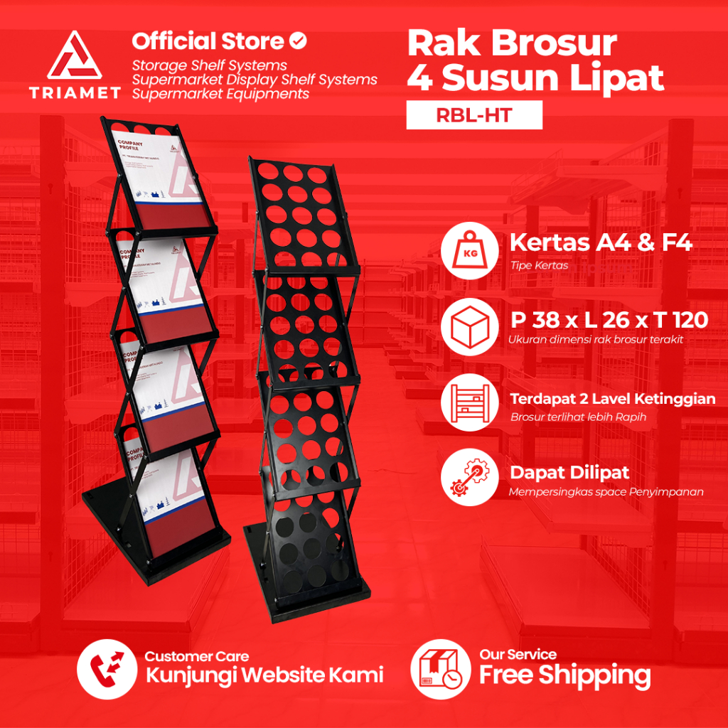 Jual Rak Brosur 4 Susun Besi Lipat - Rak Majalah 4 Susun - Rak / Stand ...