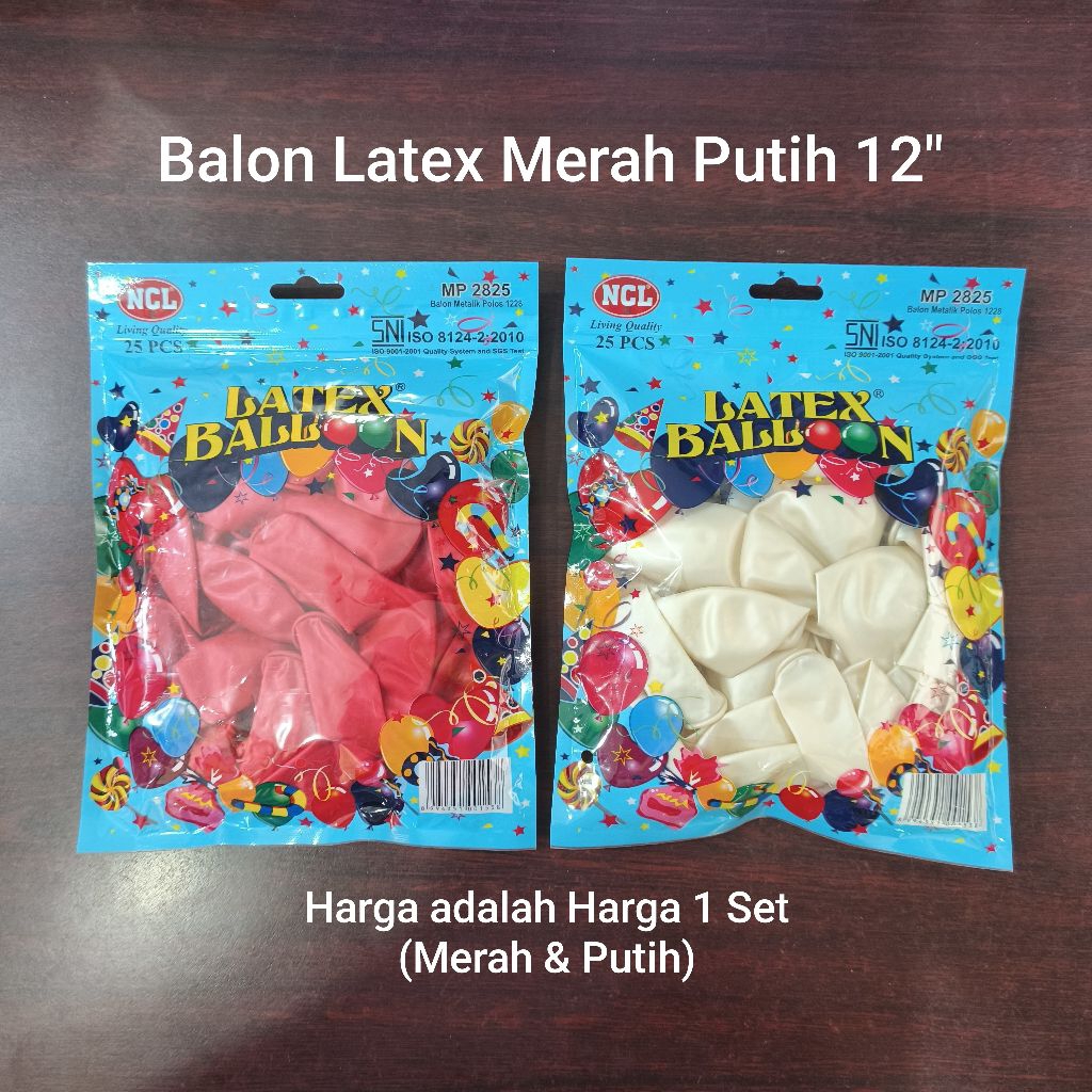 Jual Balon Merah Putih Latex NCL 12 Inch ( 25 Set ) | Shopee Indonesia