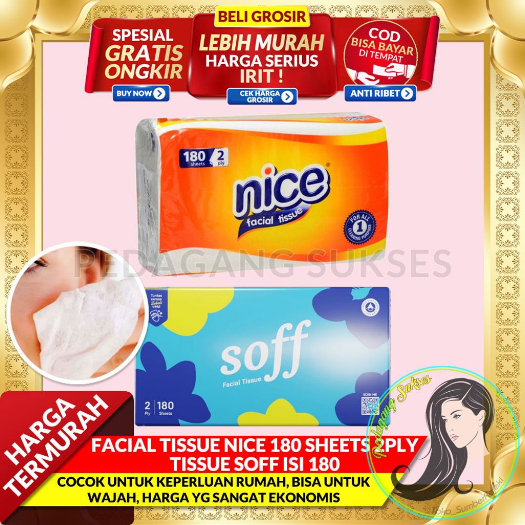 Jual FACIAL TISSUE NICE Isi 180 Sheets 3ply / Tissue Soff isi 180 ...