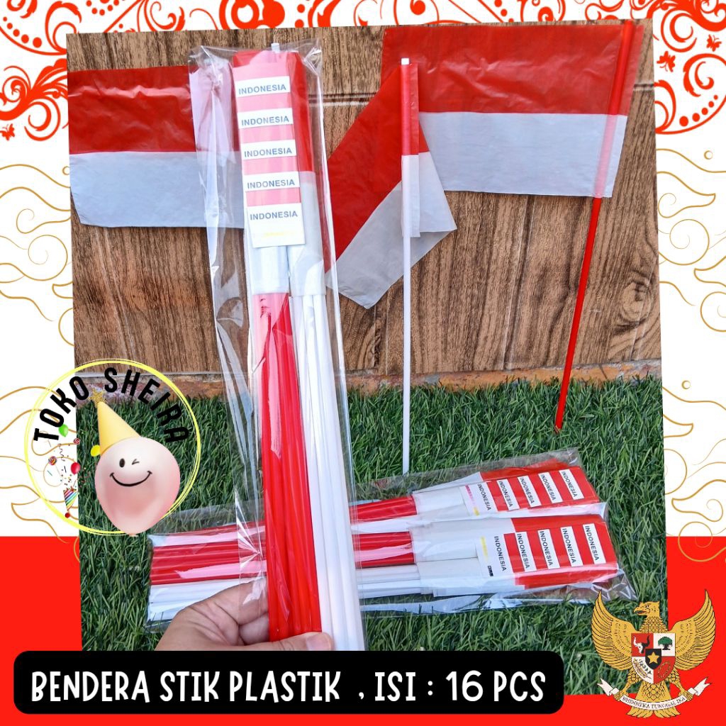 Jual Bendera Stik Plastik Merah Putih Isi 16 Stiker Muka Bendera Kain ...