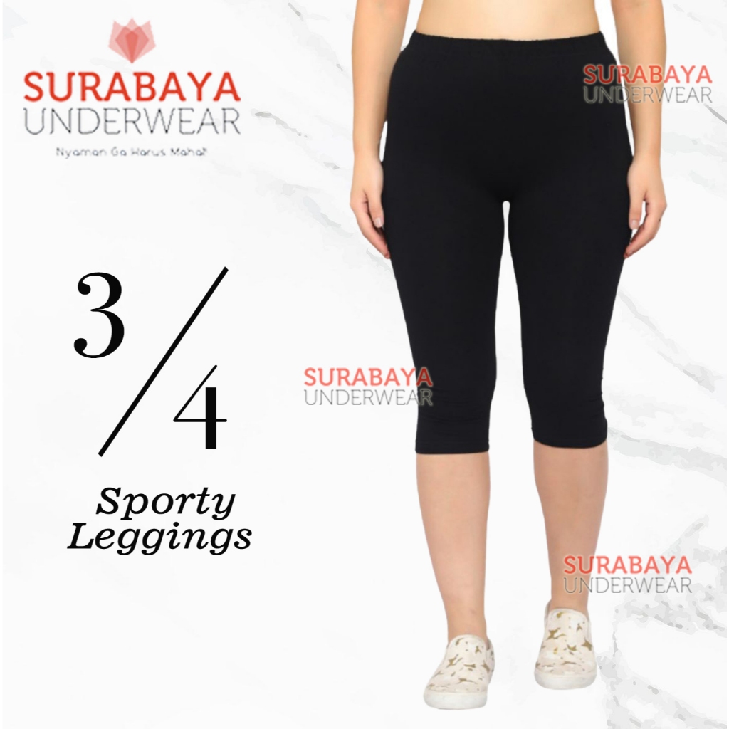 Jual SPORTY LEGGINGS HITAM POLOS 3/4 DIBAWAH LUTUT | Shopee Indonesia