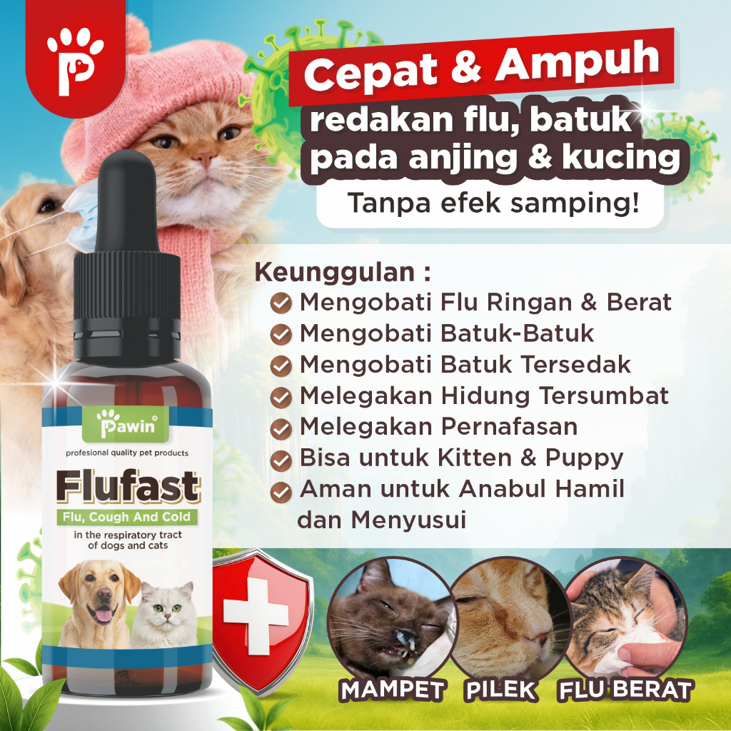 Jual FLUFAST Obat Batuk Pilek Flu Demam Hewan Anjing Kucing Terbukti ...