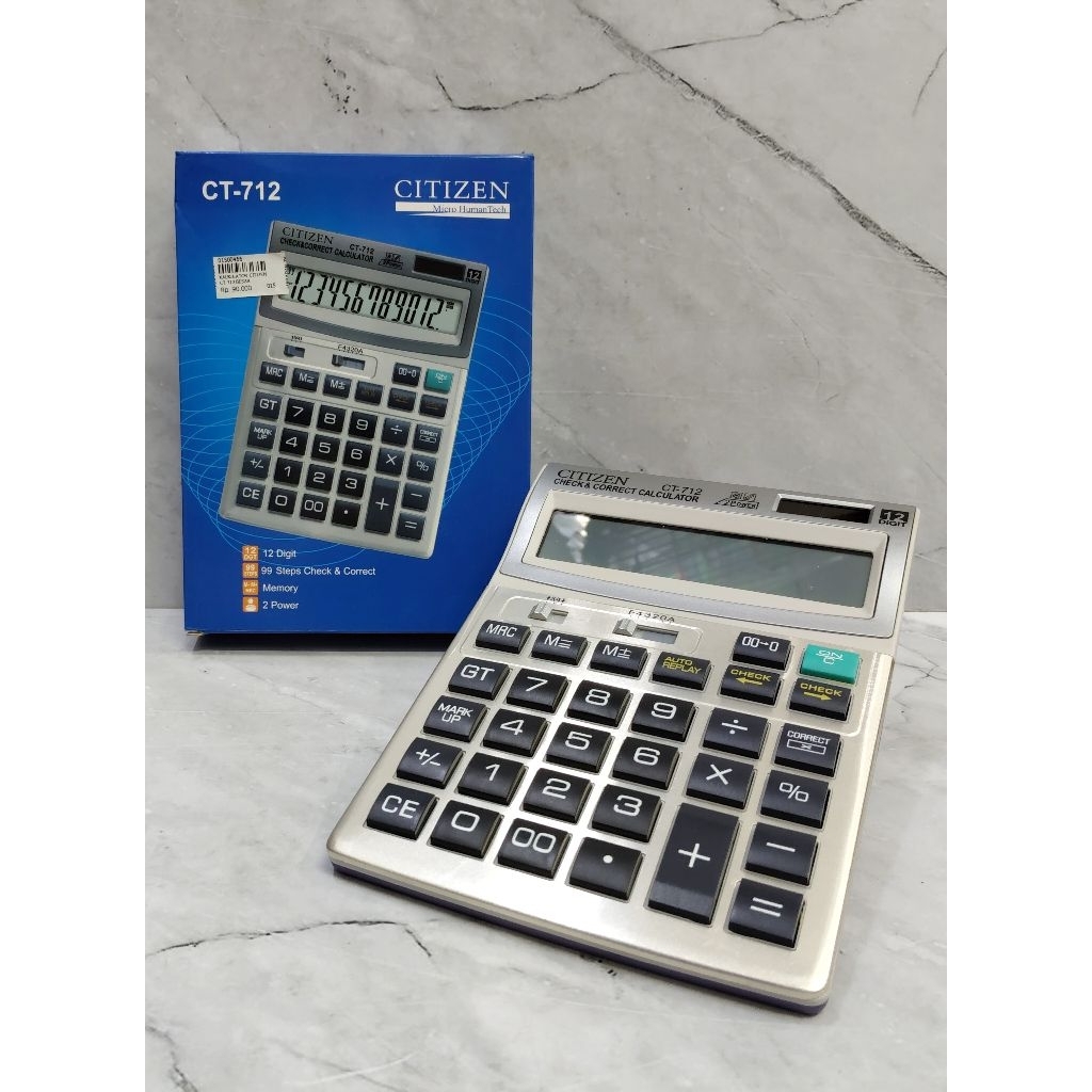 Jual KALKULATOR CITIZEN CT 712 / KALKULATOR 12 DIGIT BESAR / CHEK&CORRECT KALKULATOR - CITIZEN ...
