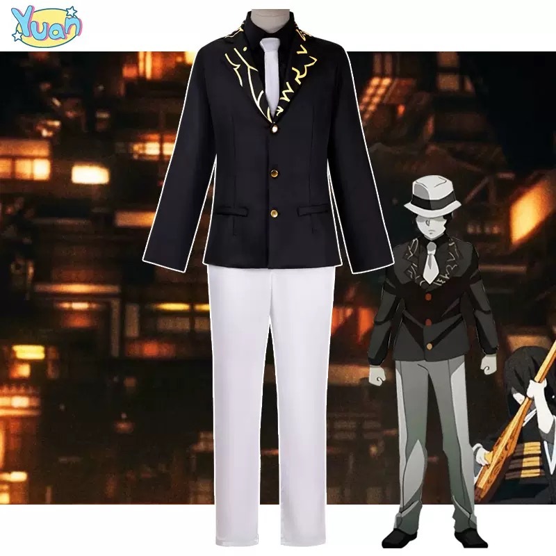 Jual Anime Kibutsuji Muzan Cosplay Costume Wig Black Coat Uniform Shirt ...